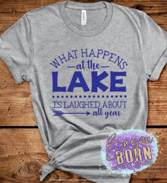 What Happens at the Lake - blue ink – Bayou Born Gifts & Apparel